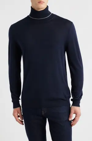 Canali Turtleneck Wool Sweater - Navy