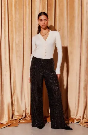 Fifteen Twenty Lynette Wide Leg Sequin Pants