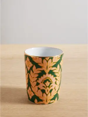 La DoubleJ Gold-plated Printed Porcelain Cup - Green