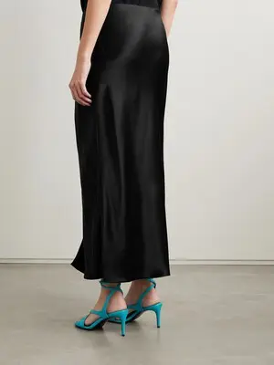 Khaite Demi Satin Midi Skirt - Black