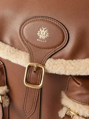 Bally Shearling-trimmed Leather Backpack - Tan