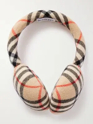 Burberry Checked Wool And Cashmere-blend Earmuffs - Neutrals