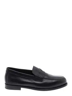 DOUCAL'S Leather Loafers With Almond Toe - Black