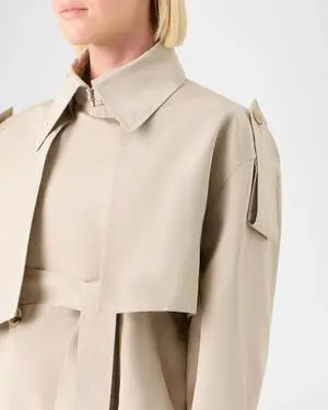 Akris David Duo Ottoman Silk Trench Coat With Bolero