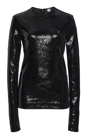 TOTEME Sequined Long-sleeve Top - Black