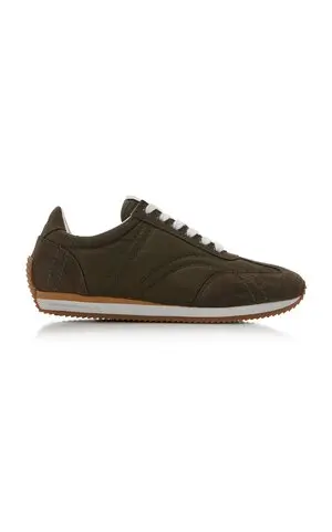 TOTEME Quilted Suede-trimmed Sneakers - Green