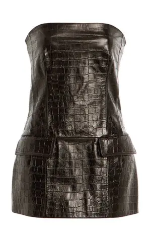 TOTEME Croc-embossed Strapless Leather Top