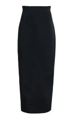 Women's Black Satin Maxi Skirt with Slit