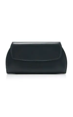 THE ROW Curved Leather Clutch - Black