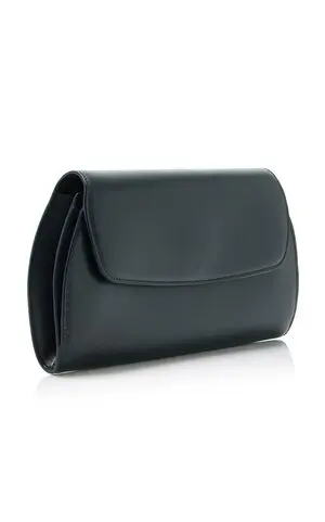 THE ROW Curved Leather Clutch - Black