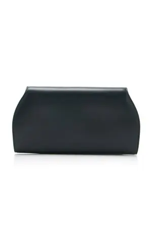 THE ROW Curved Leather Clutch - Black