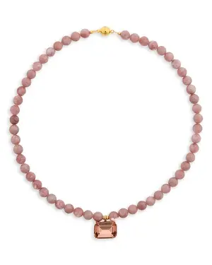 JENNIFER BEHR Sidonie Crystal Gemstone Beaded Pendant Necklace - Rhodonite