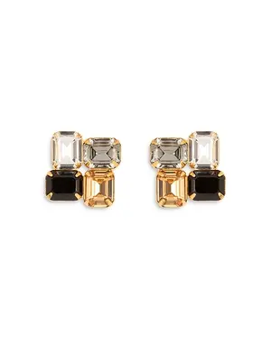JENNIFER BEHR Piccolo Crystal Square Mosaic Stud Earrings - Multi Golden