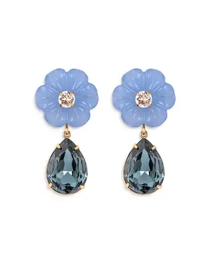 JENNIFER BEHR Juna Gemstone & Crystal Flower Drop Earrings - Blue