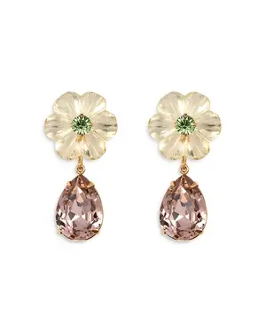 JENNIFER BEHR Juna Gemstone & Crystal Flower Drop Earrings - Pink