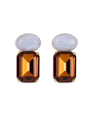 JENNIFER BEHR Elin Agate & Crystal Drop Earrings - Orange