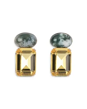 JENNIFER BEHR Elin Agate & Crystal Drop Earrings - Yellow