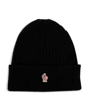 Moncler Wool Ribbed Beanie - Black