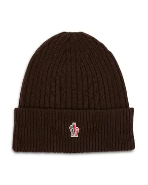 Moncler Wool Ribbed Beanie - Light Brown