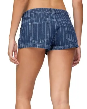 EDIKTED Pinstripe Denim Shorts
