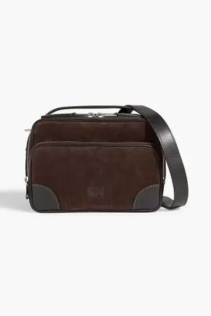 Paul Smith Ribbed Suede Messenger Bag - Dark Brown