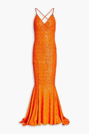 Norma Kamali Open-back Sequined Jersey Gown