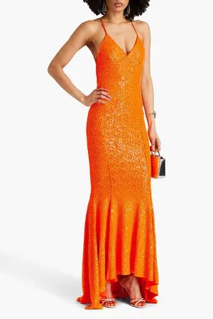 Norma Kamali Open-back Sequined Jersey Gown