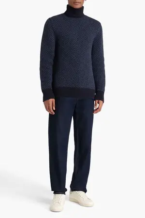 Officine Générale Herringbone Alpaca-blend Turtleneck Sweater