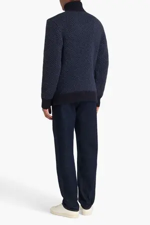 Officine Générale Herringbone Alpaca-blend Turtleneck Sweater