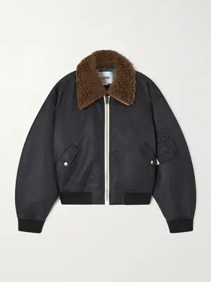 RE/DONE Cropped Padded Plush-trimmed Shell Bomber Jacket
