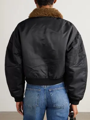 RE/DONE Cropped Padded Plush-trimmed Shell Bomber Jacket