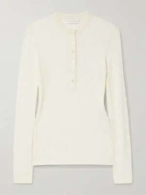 Zimmermann Pointelle-knit Lyocell-blend Top - White