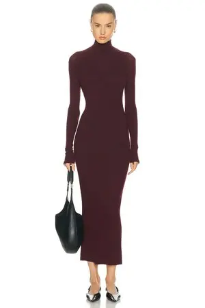 Sablyn Gab Turtleneck Rib Dress - Bordeaux