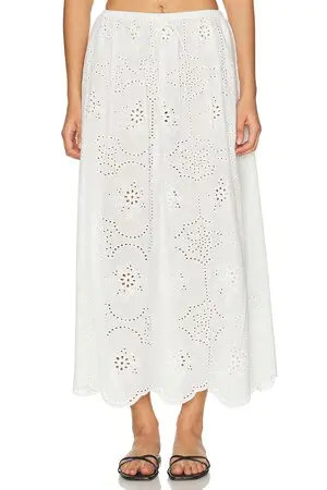 Matteau Broderie Anglaise Midi Skirt - White