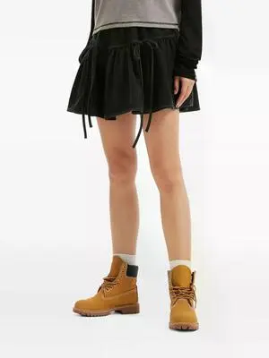 MINI CREAM Tiered Mini Skirt With Tie Detail