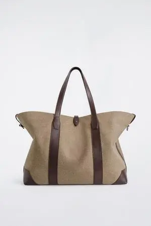 Cos Weekender Oversized Wool Tote Bag - Beige