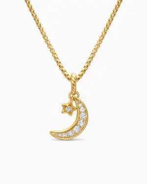 David Yurman Crescent Amulet In 18k Yellow Gold With Diamonds - Diamond