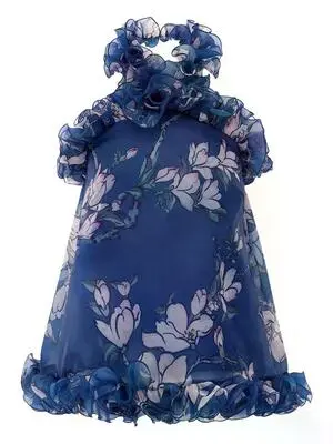 LEO LIN Michelle Ruffled Halter-neck Maxi Dress - Blue