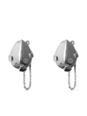 Burberry Sterling Onyx Shield Earrings - Silver