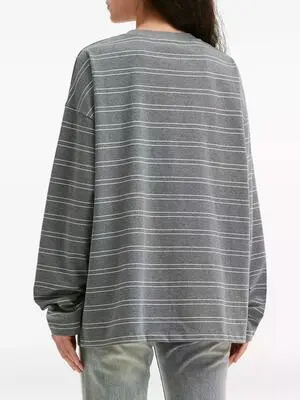 B+AB Striped Embroidered T-shirt - Grey