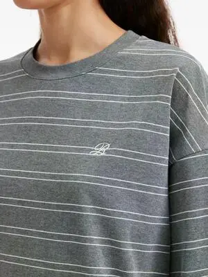 B+AB Striped Embroidered T-shirt - Grey