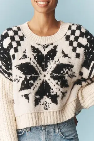 PILCRO Crew-neck Nordic Patterned Sweater