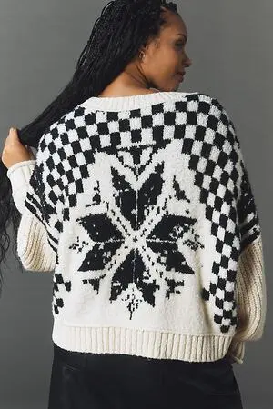 PILCRO Crew-neck Nordic Patterned Sweater