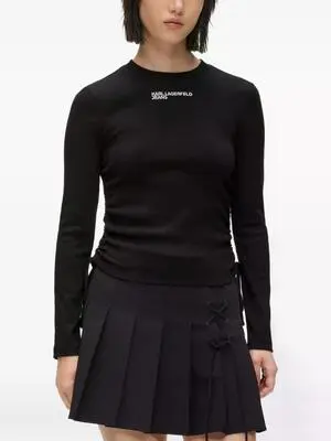 Karl Lagerfeld Ruched Ribbed Top - Black