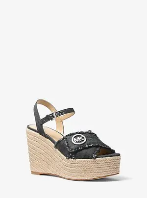 Michael Kors Hannah Denim Wedge Sandal - Black