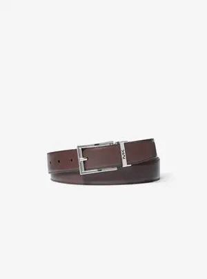 Michael Kors Reversible Leather Belt With Polished Buckle - Black