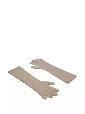 Max Mara Ribbed Knit Gloves - Neutrals
