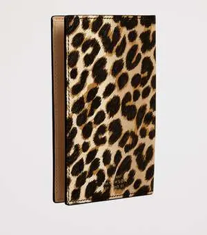 Smythson Panama Leather Leopard Print Passport Cover