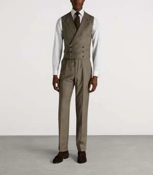 Dunhill Wool Glen Check Double-breasted Waistcoat - Brown