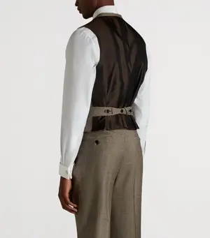 Dunhill Wool Glen Check Double-breasted Waistcoat - Brown
